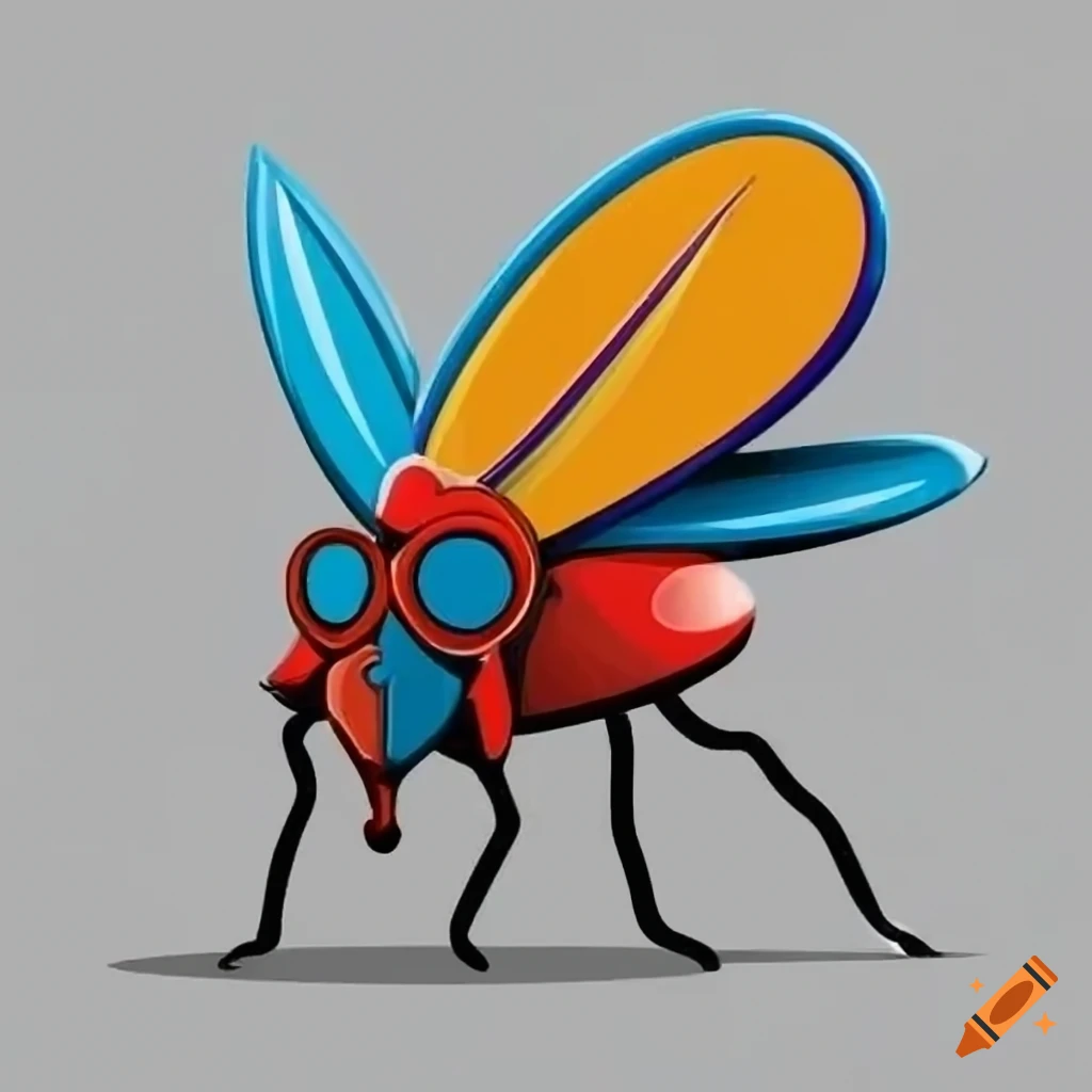 Sports logo of a cartoon botfly on Craiyon