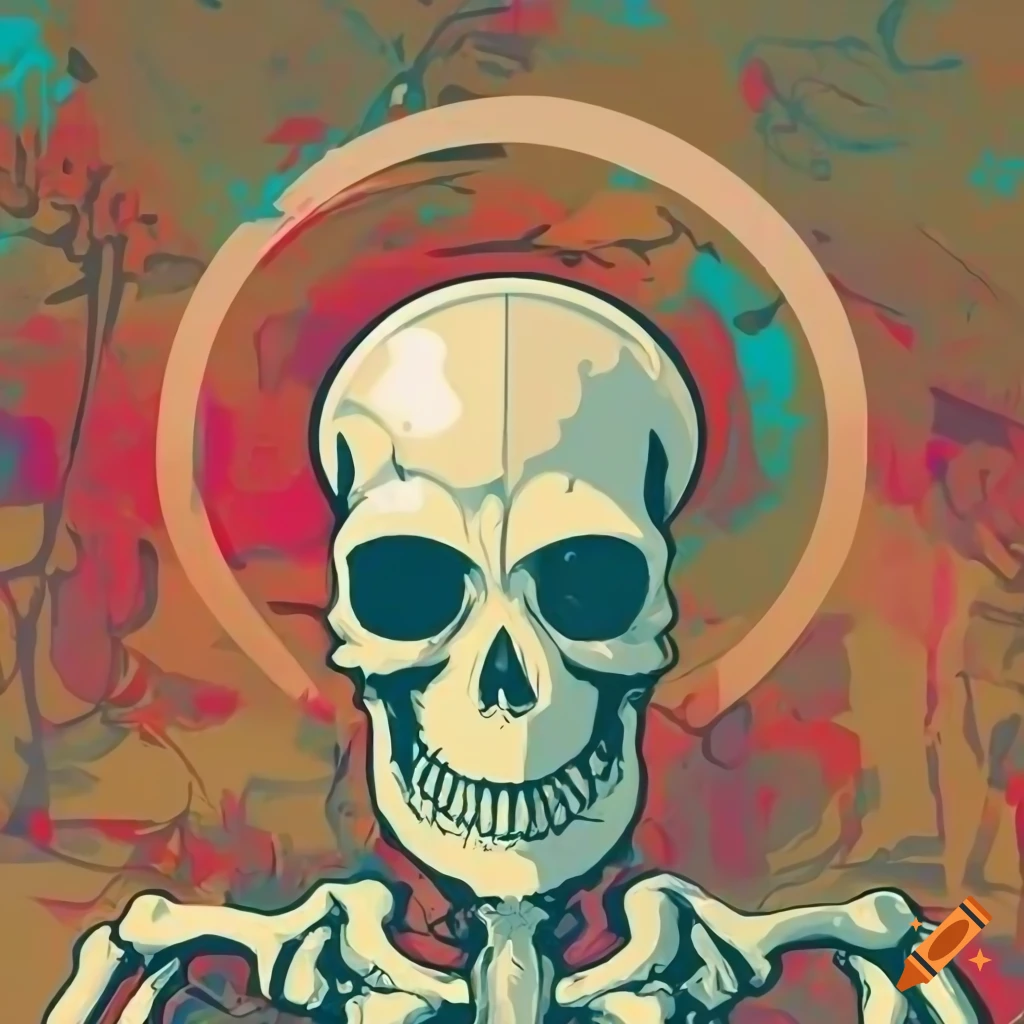 Skeleton logo with an art background