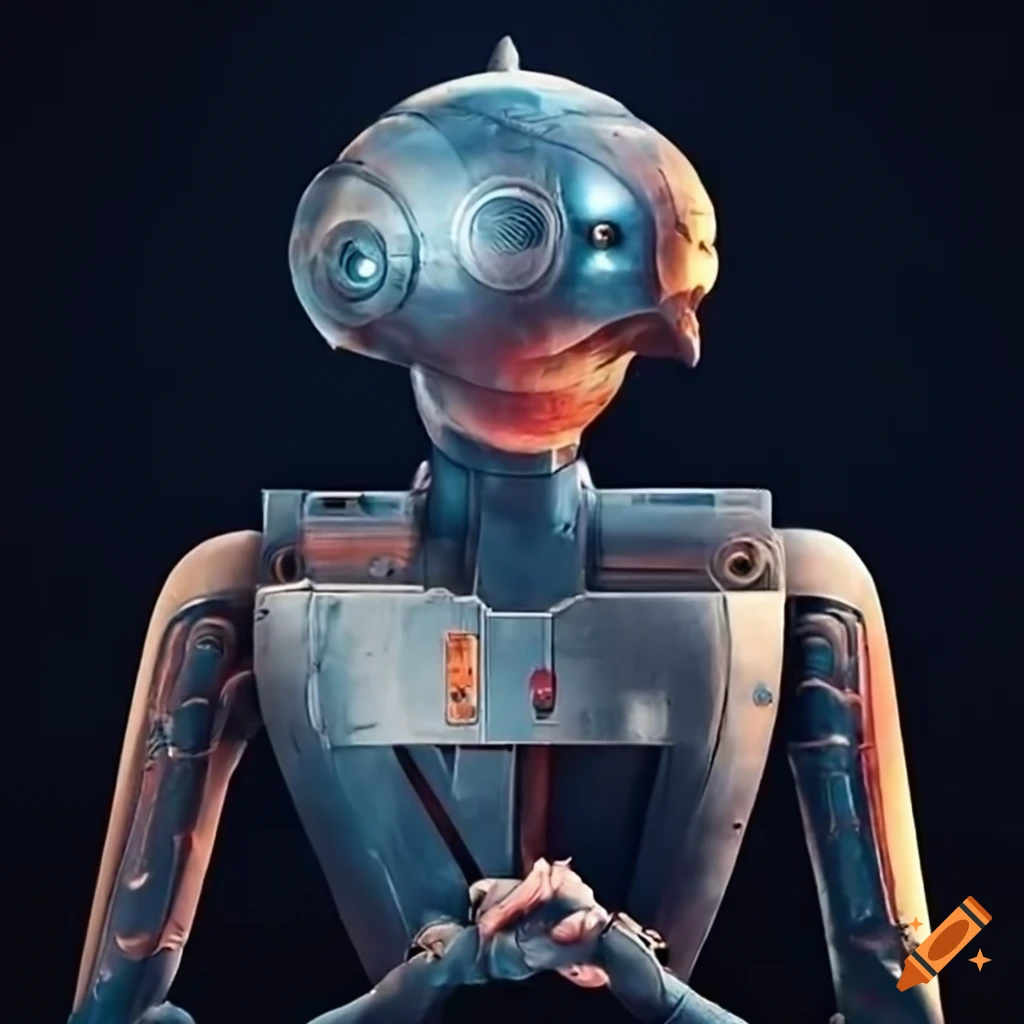 Phoebe waller-bridge as a droid with avian wings