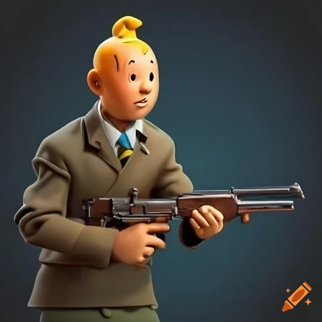 Tintin with guns instead of hands