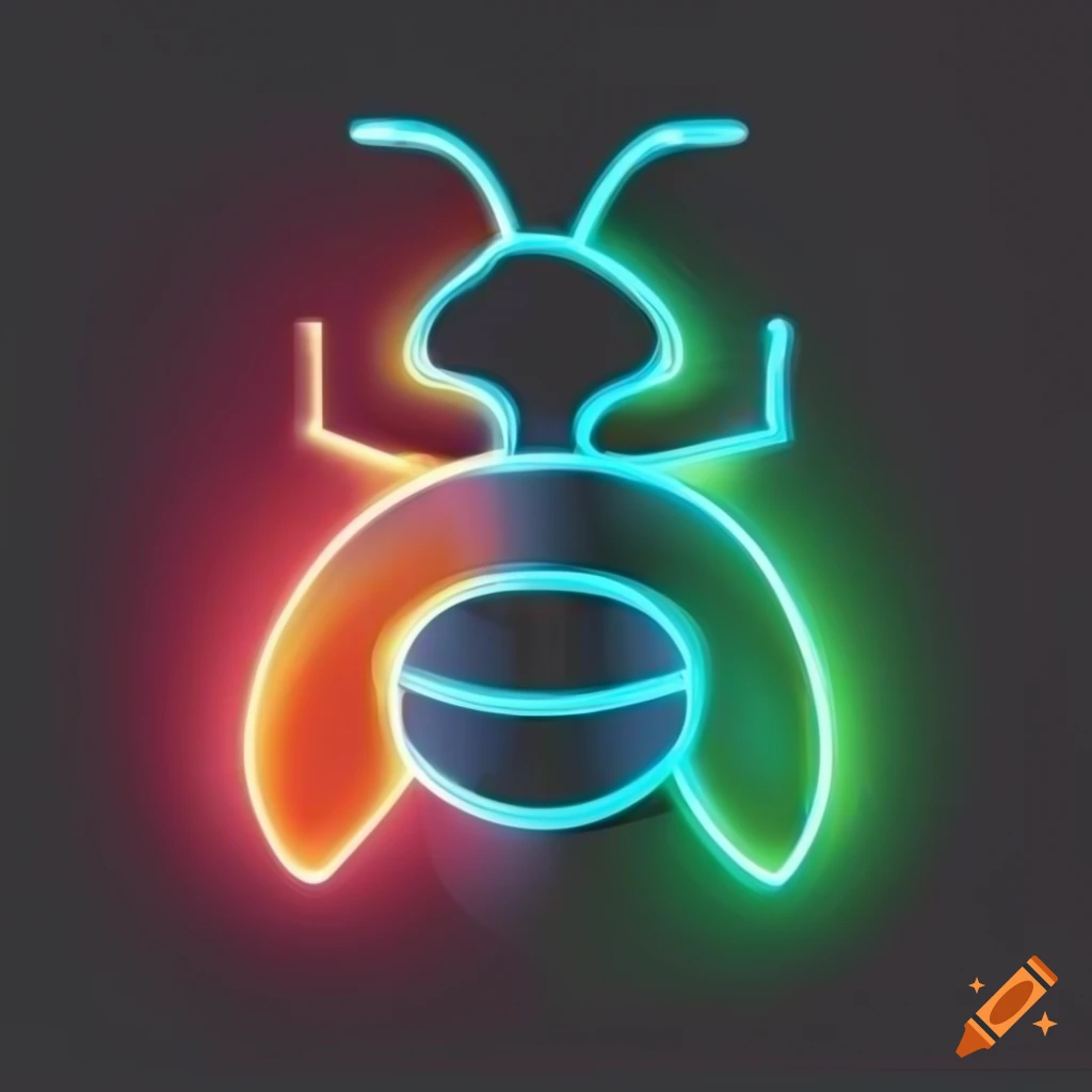 Vector color logo with neon bee