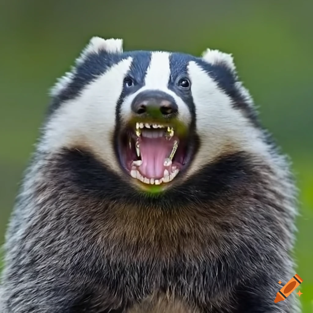 Badger laughing maniacally on Craiyon