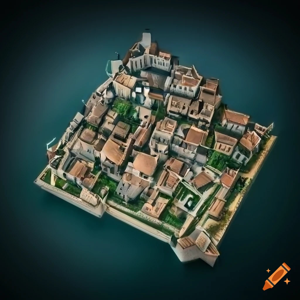 Database, village plan, architecture business blueprint model, birds ...