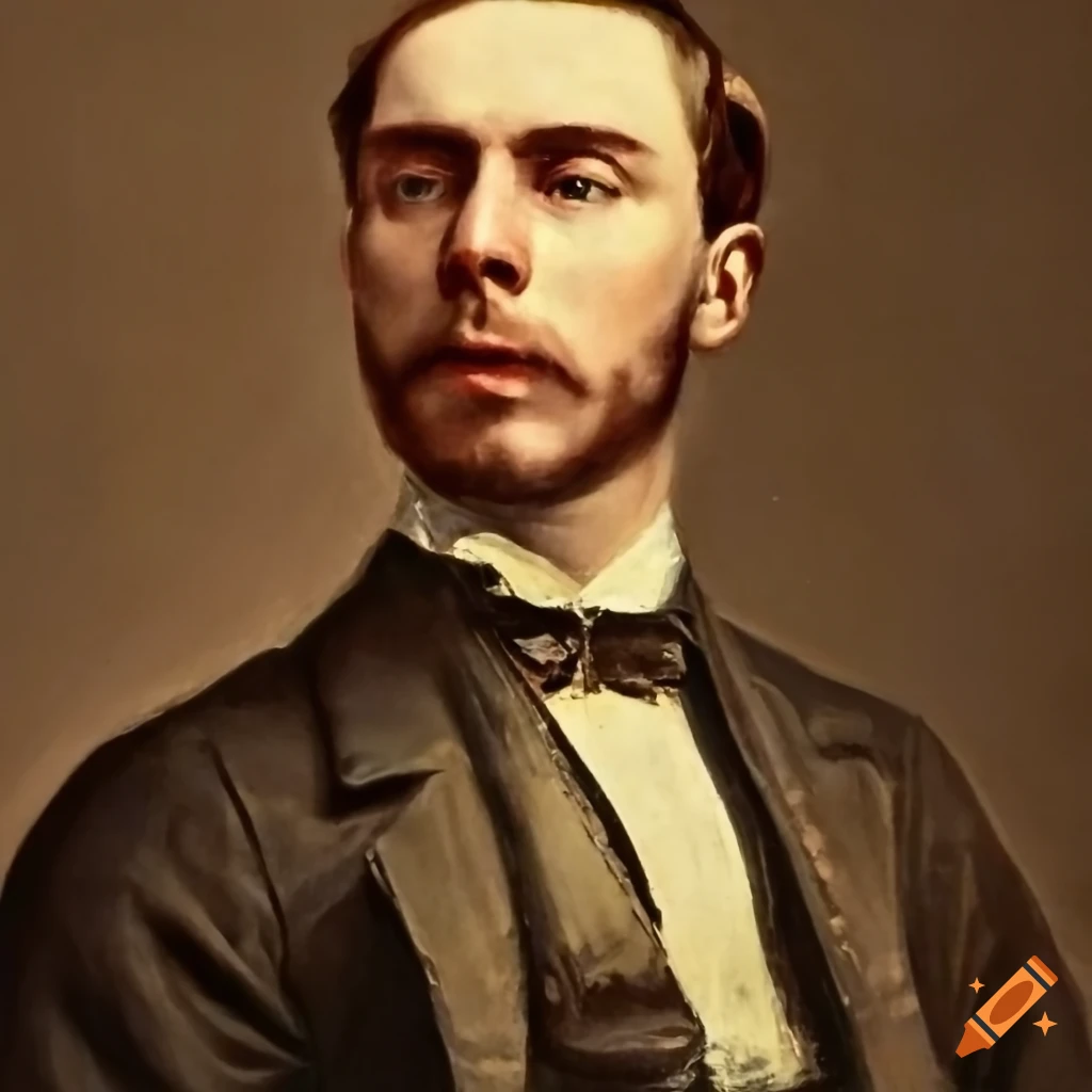 1850 painting portrait of a young handsome strong and rugged working ...