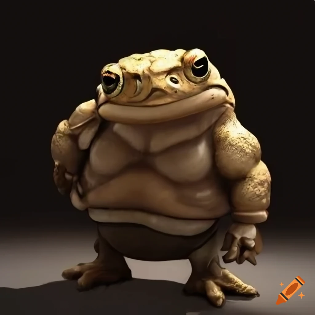 Buff toad with a gun, in otherworldly, chum toad on Craiyon