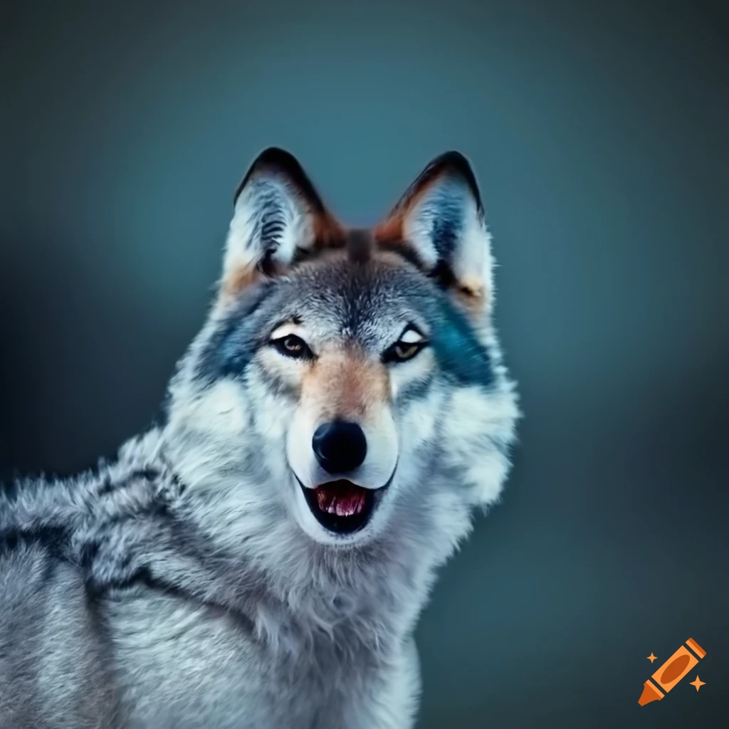 Down syndrome wolf howling, moon in background