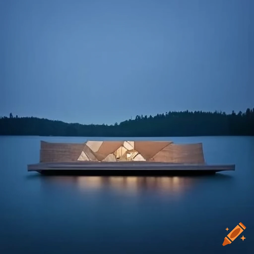 Contemporary floating theater inspired by coal chunks on the water ...