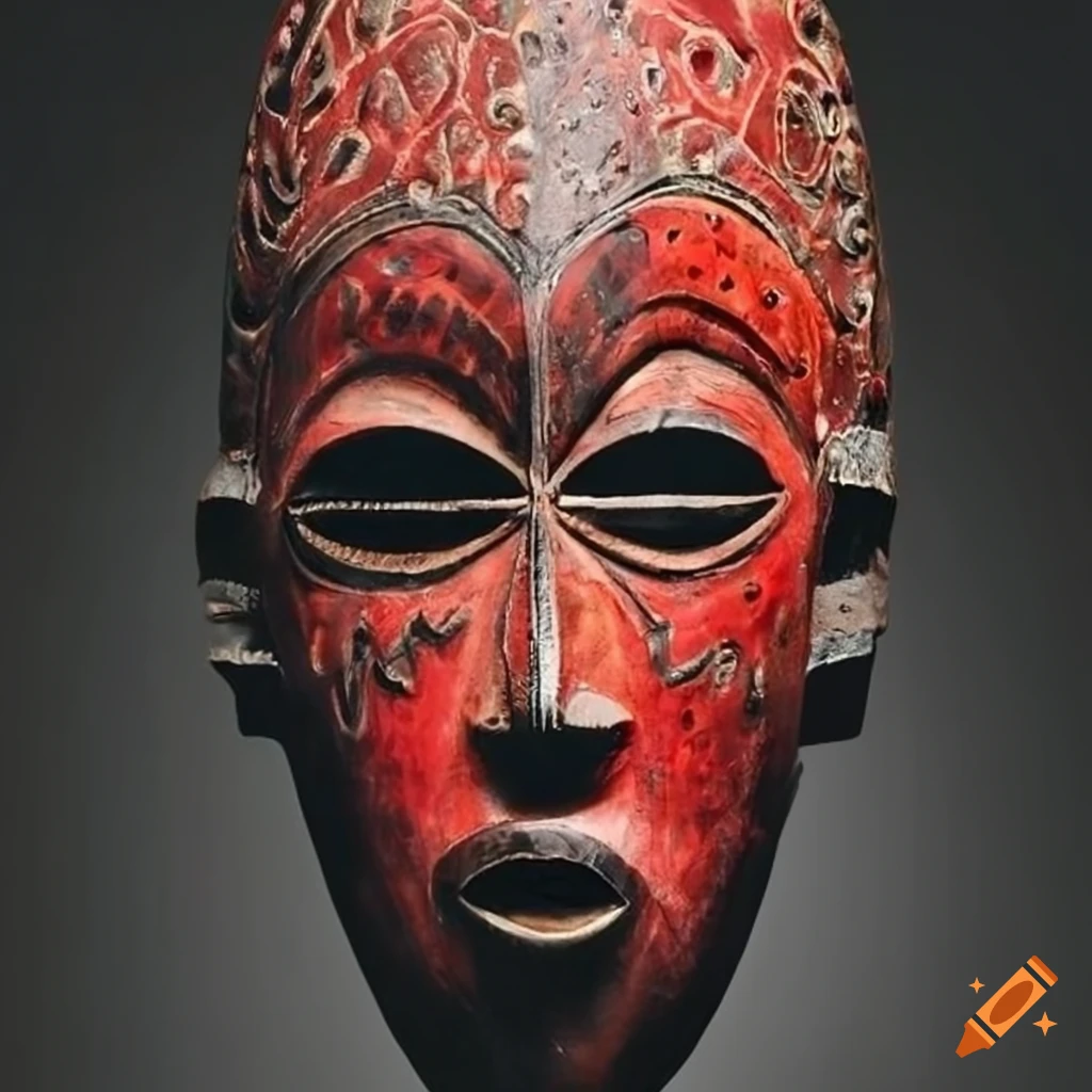 Mask african red and black on Craiyon