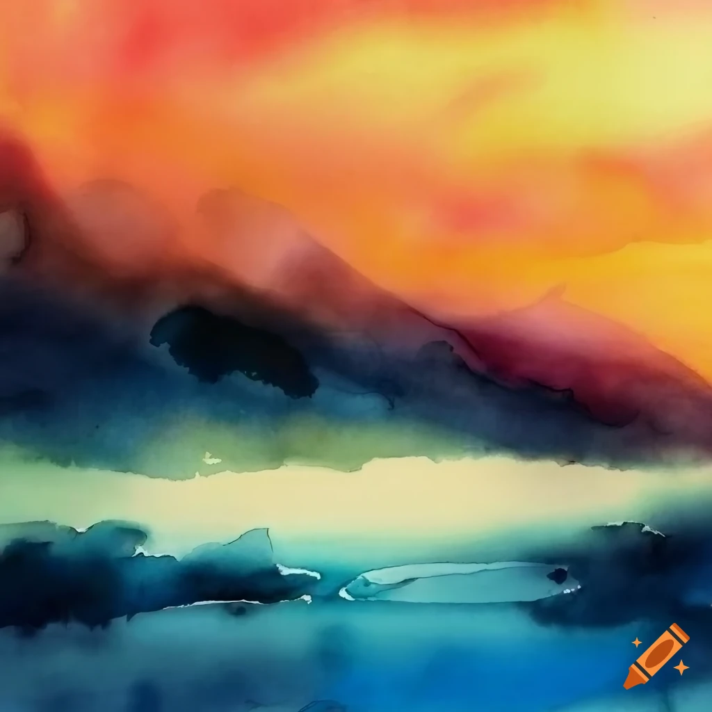 Abstract watercolor landscapes on Craiyon