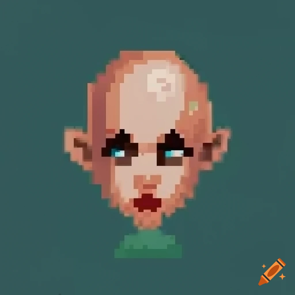 Pixel art of a stylish elf with a gleaming bald head