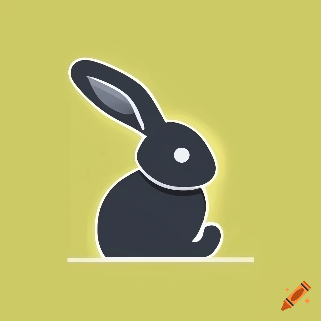 Minimalist rabbit icon in yellow square border on Craiyon