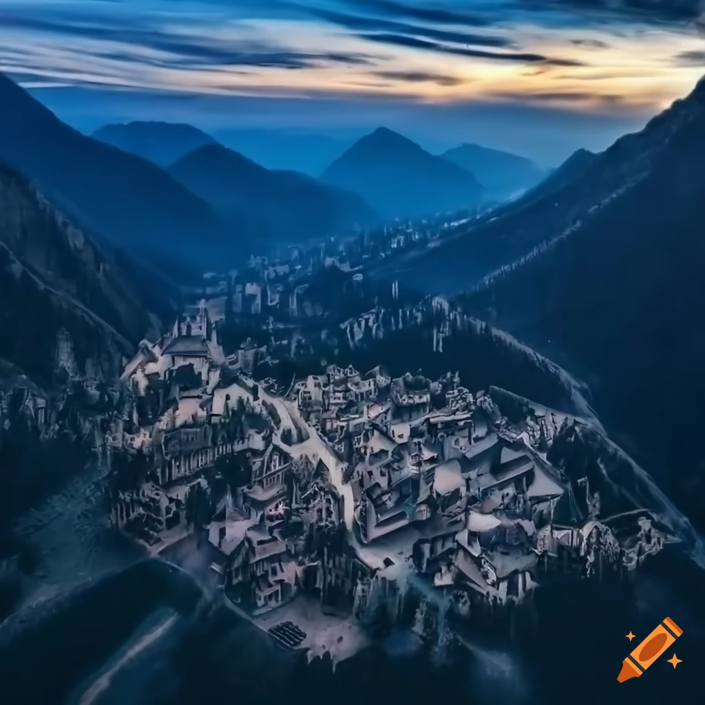 Architecture mountain village map blueprint model, birds eye view, Best ...