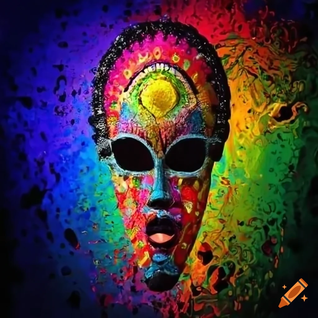 A mesmerizing abstract african mask with splashing vibrant colors on ...