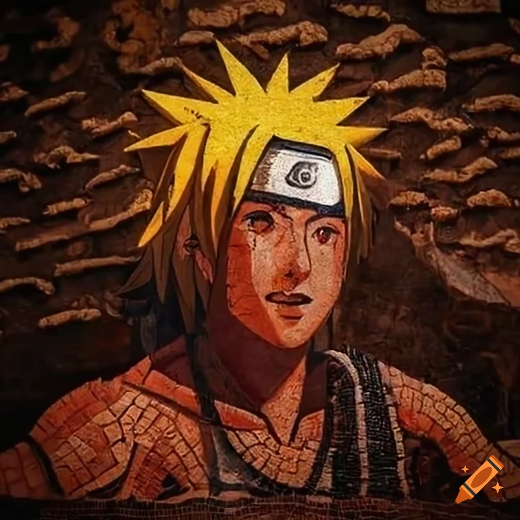 Ancient roman mosaic of Naruto anda Sasuke in Pompeii style, discovered in the ruins, Cinematic ...