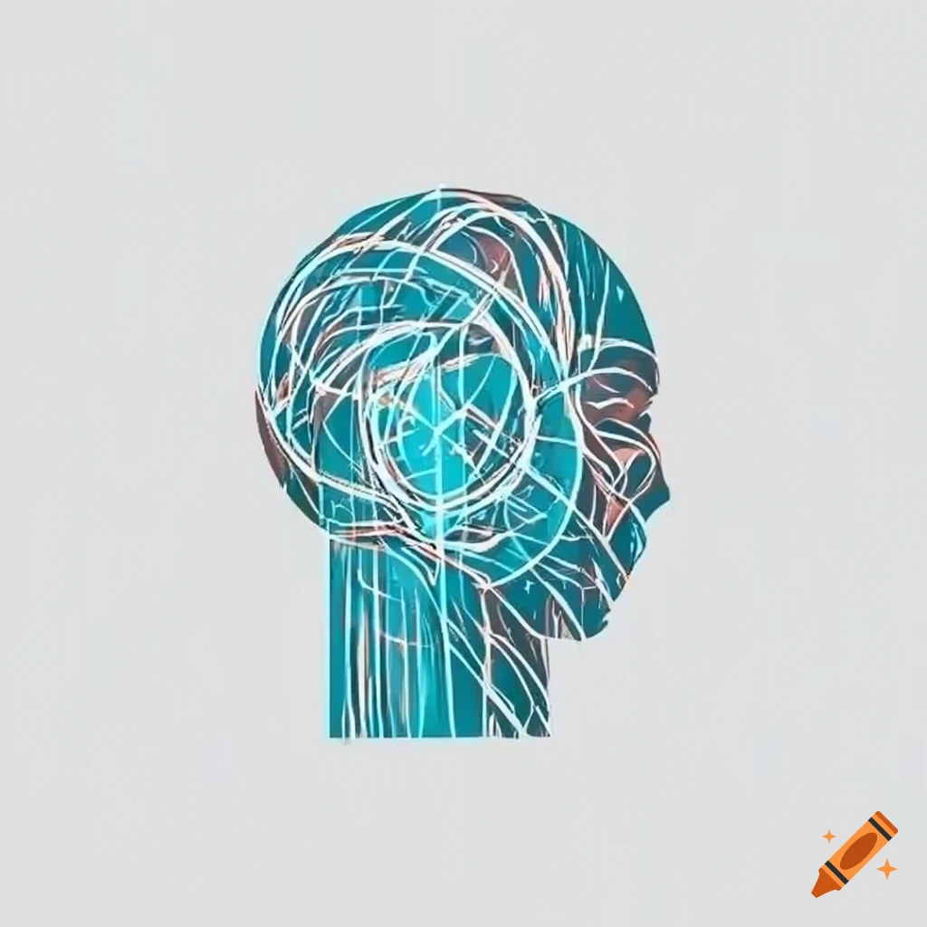 Flat geometric vector logo of ai technology helping human, minimal ...