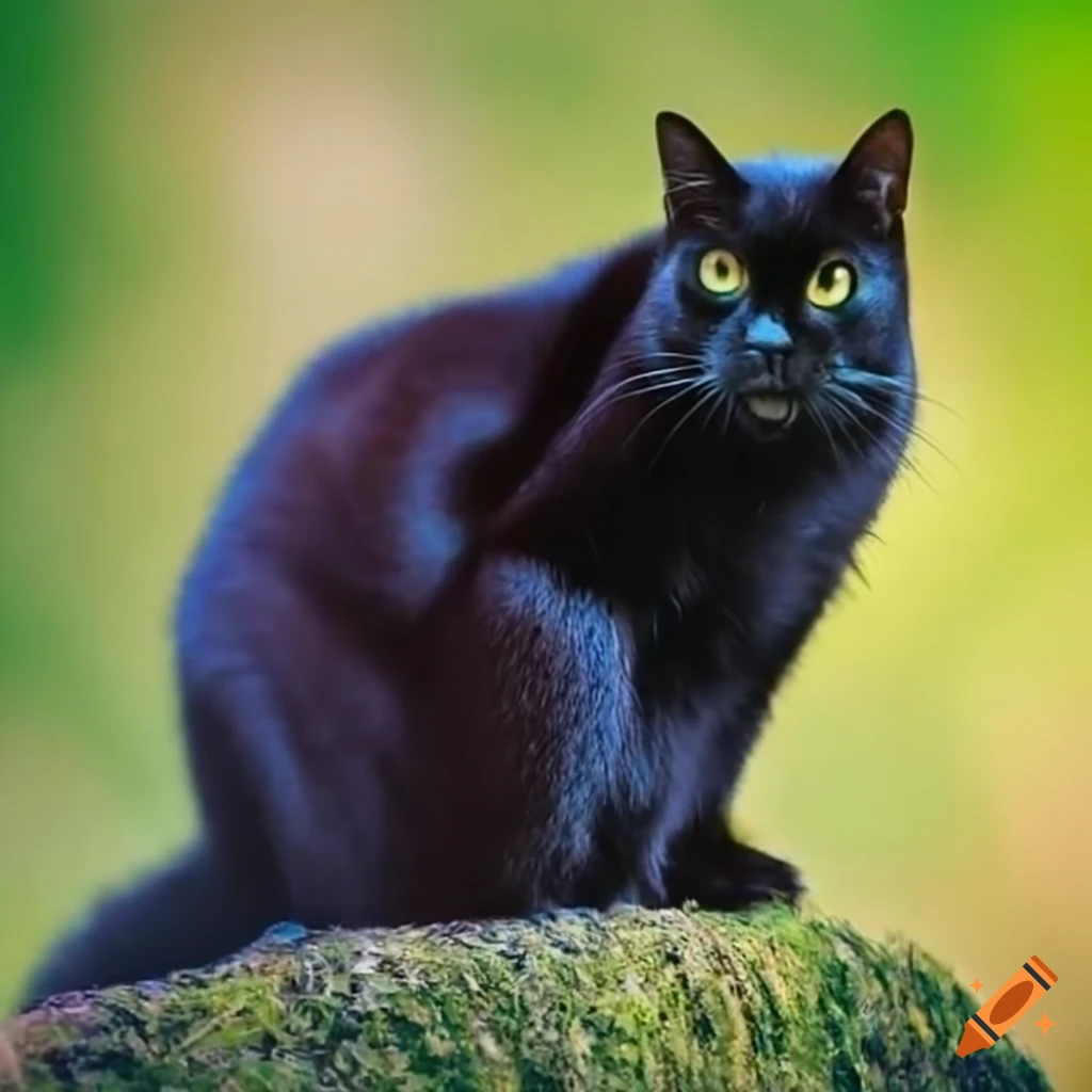 A curious black cat stalking a squirrel