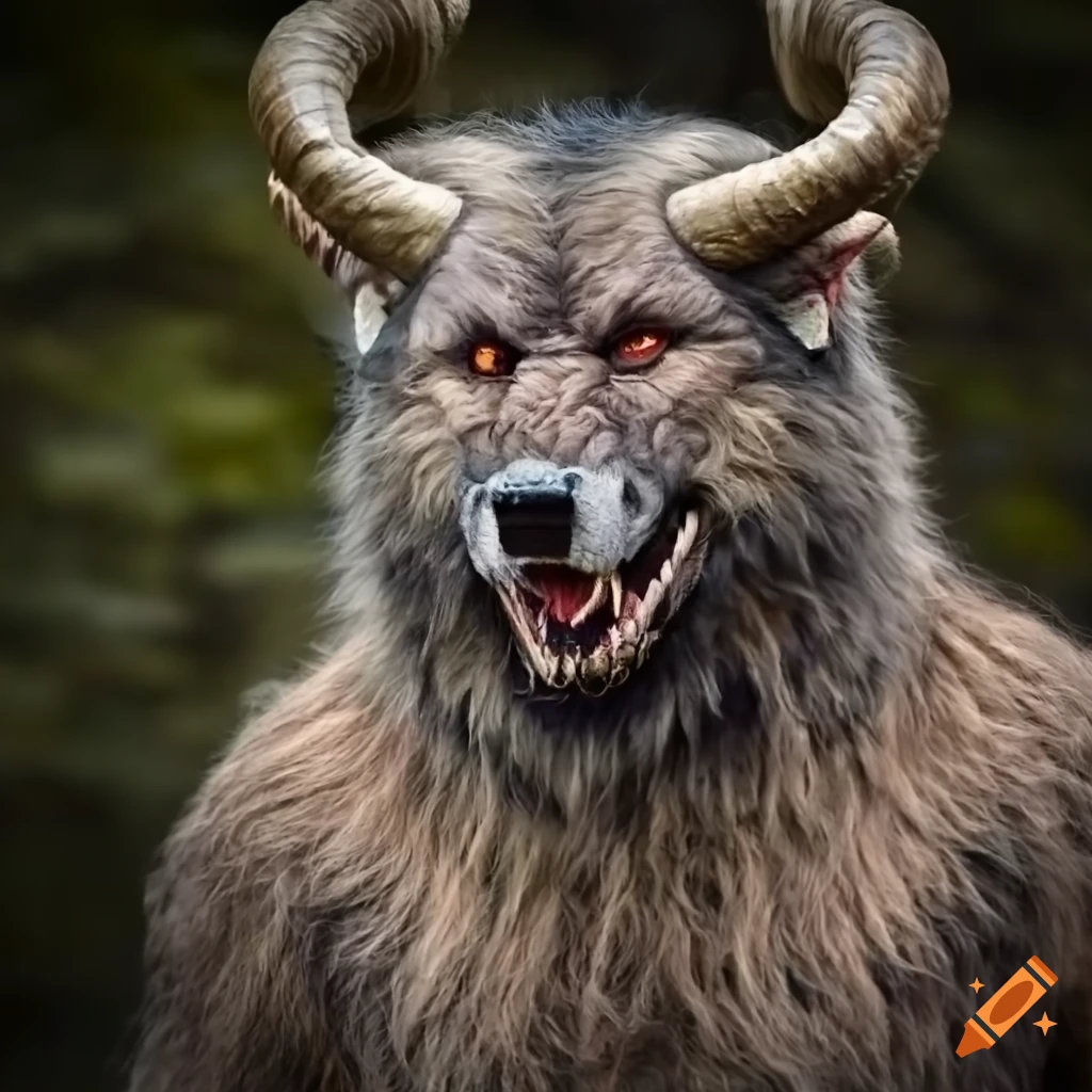 Scottish werewolf with ram horns and quilt on Craiyon