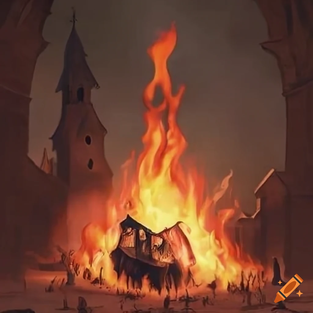 Medieval inquisition fire on Craiyon