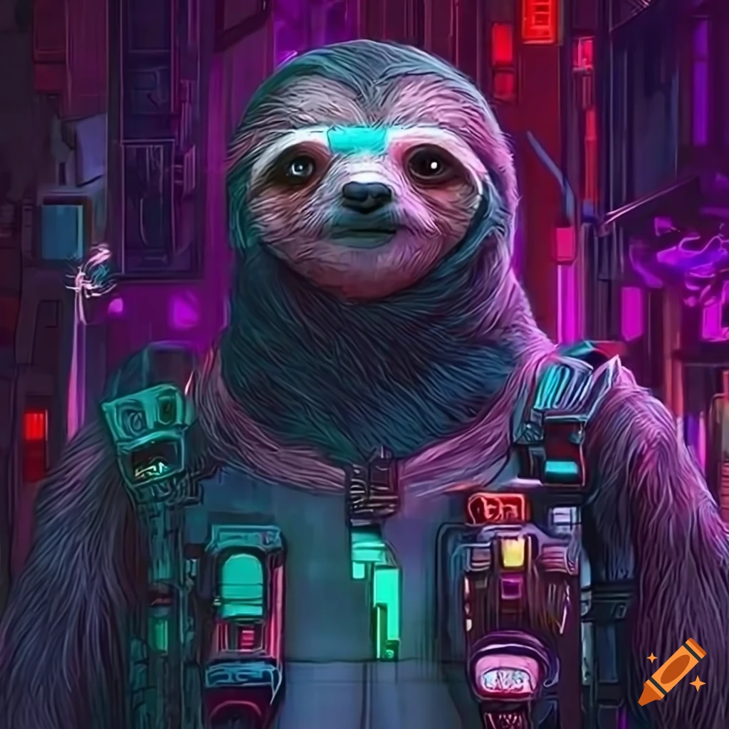 Cyberpunk sloth on Craiyon