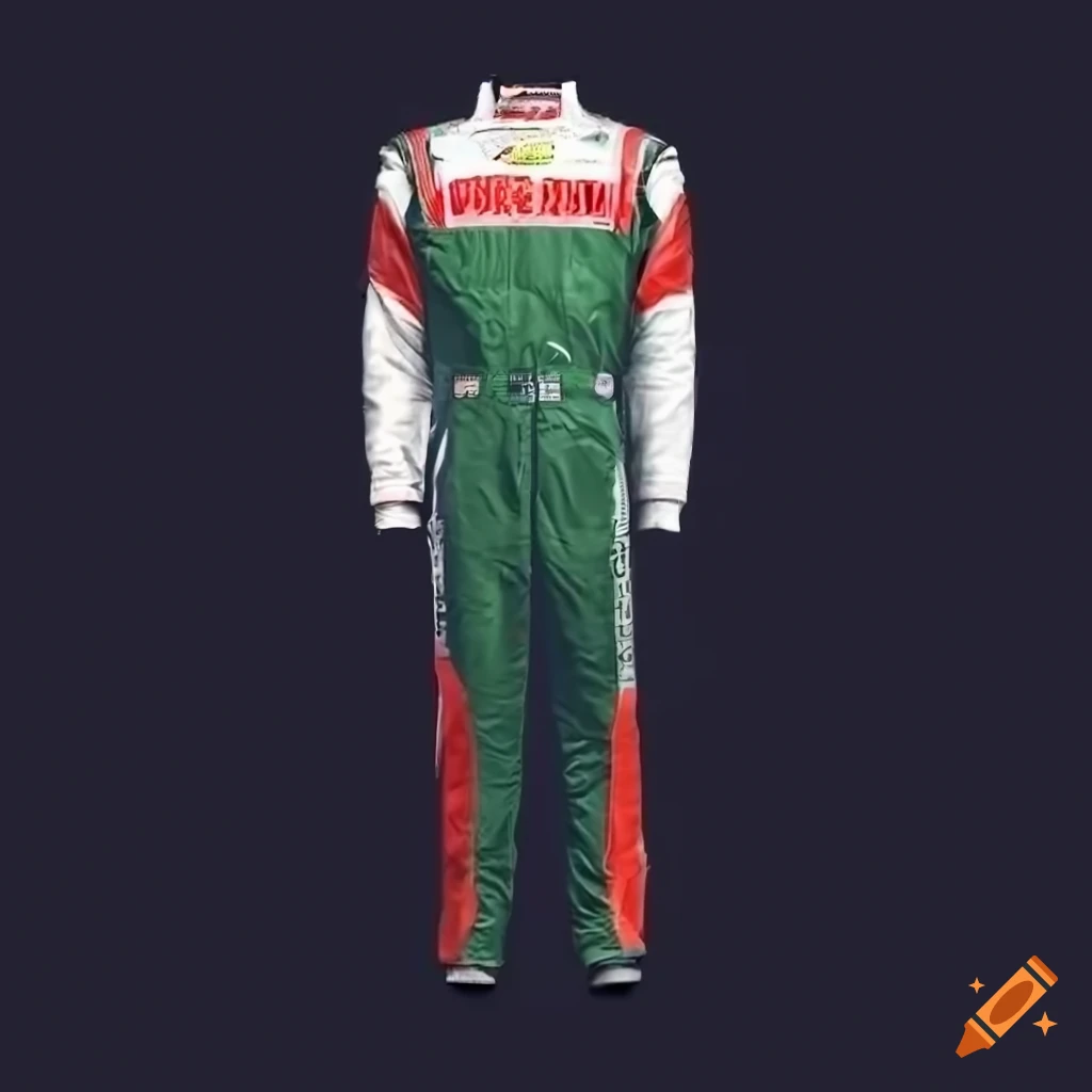 Vintage f1 racing suit 2D digital concept mockup on Craiyon