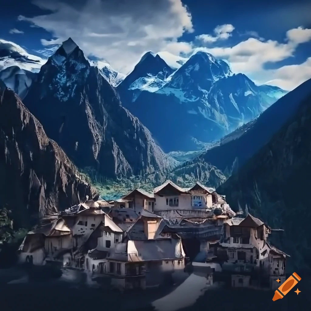 Architecture mountain village map blueprint model, birds eye view, best ...