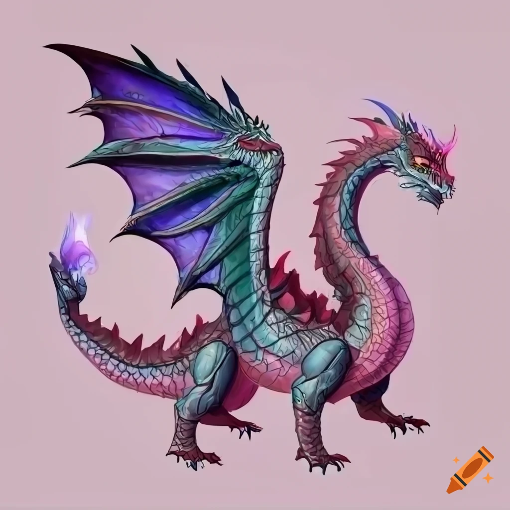 Concept designs of a dragon. full dragon body. dragon has four legs and ...