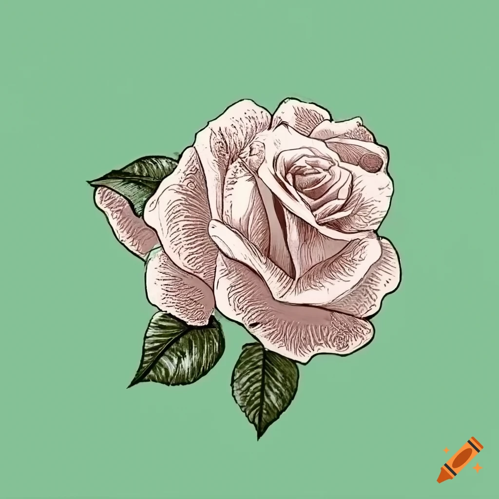 Victorian rose line-art