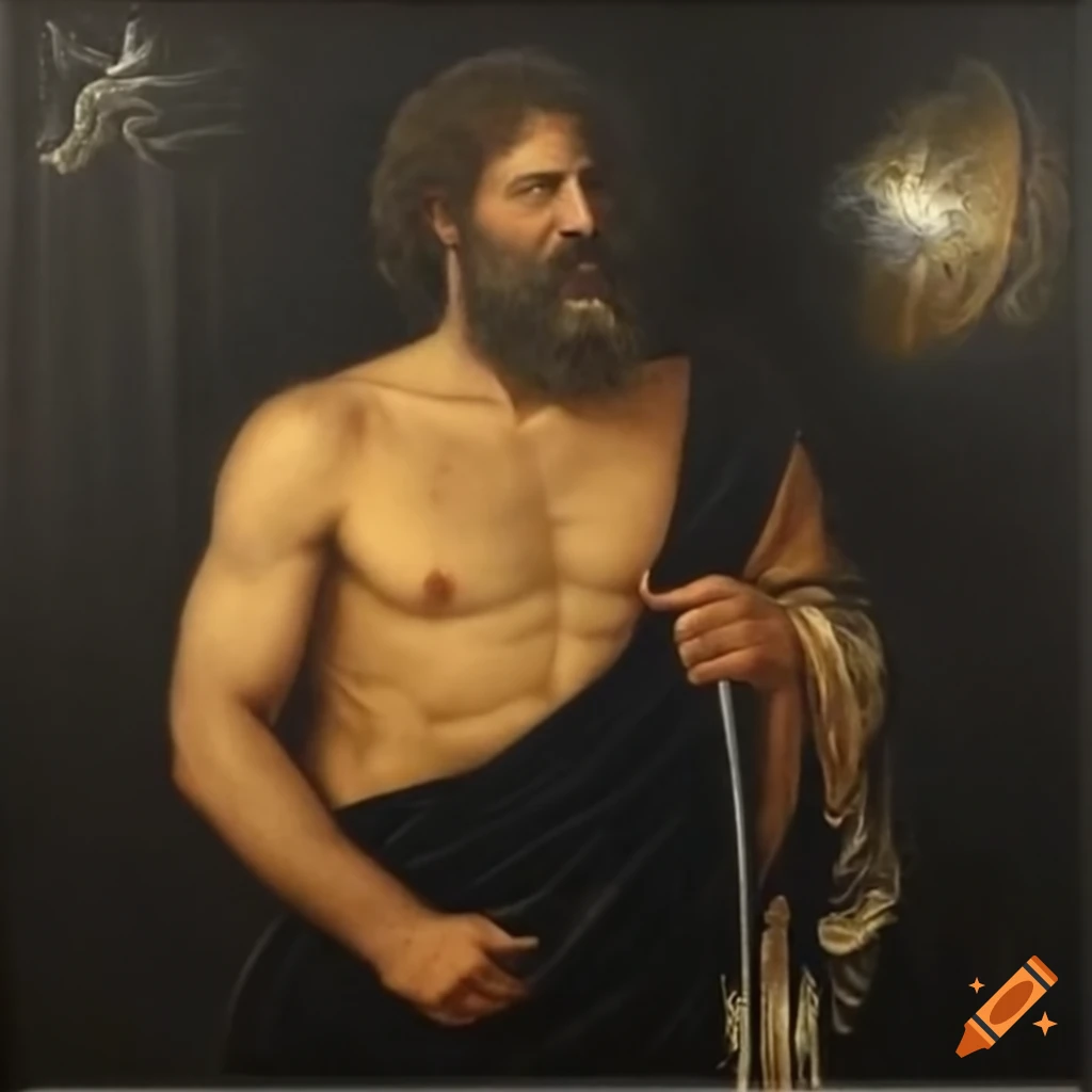 Zeus, the greek god ,as a young stud, standing tall, all mighty exudes ...