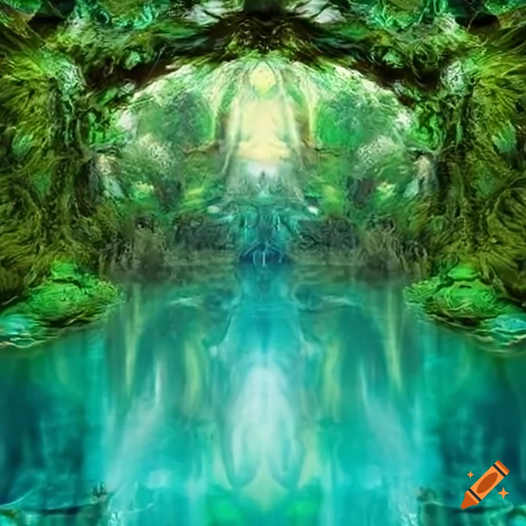 Mystic symmetrical green pool on Craiyon