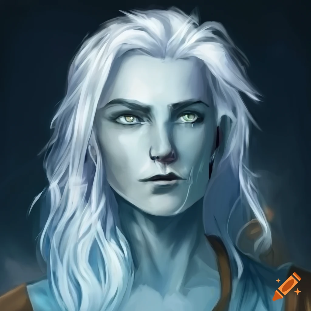 Dungeons and dragons, handsome wind genasi, pretty, flowing long white ...