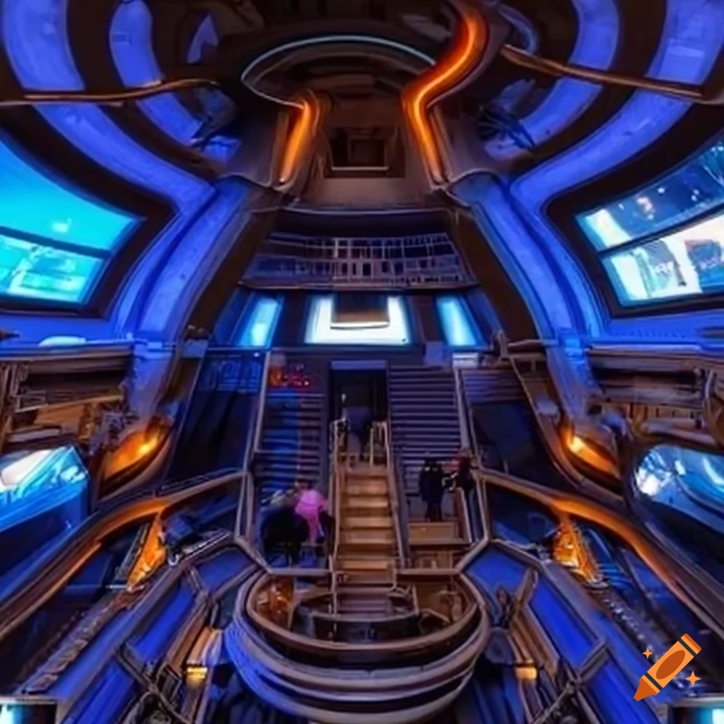 Inside of an intergalactic ship’s mall