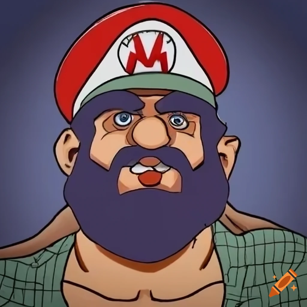 Bearded iraqi super mario wrestler cartoon