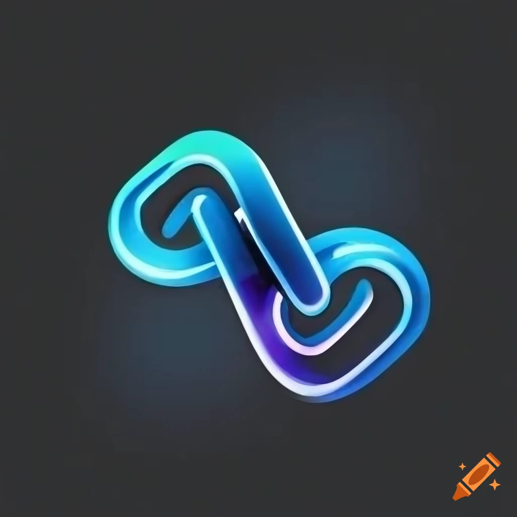 A logo with a minimalistic blue infinity link and black background on ...