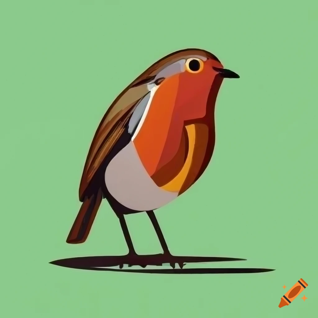 Stylised icon of a university in the colors of a robin bird with light ...
