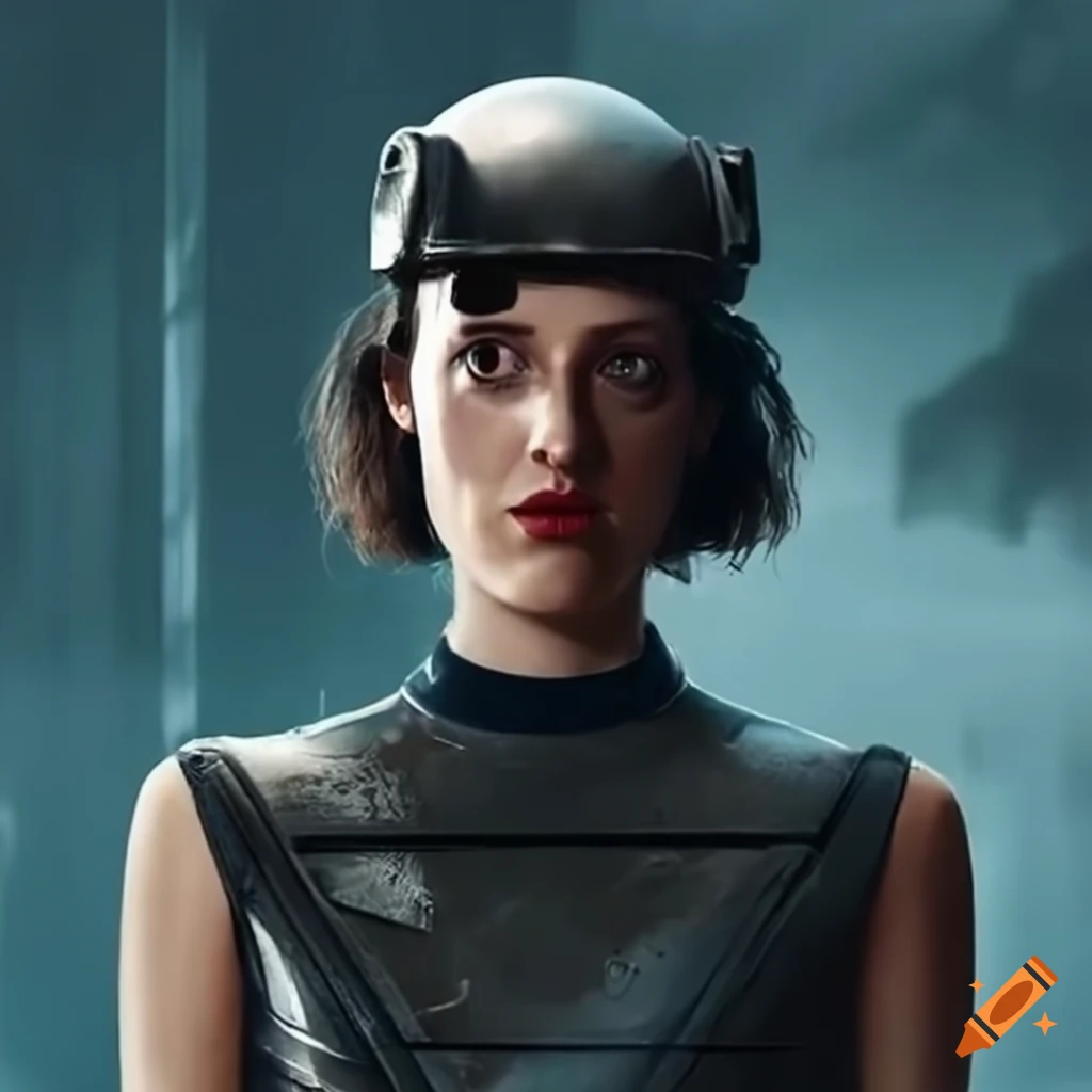 Phoebe waller-bridge as an avian droid on Craiyon
