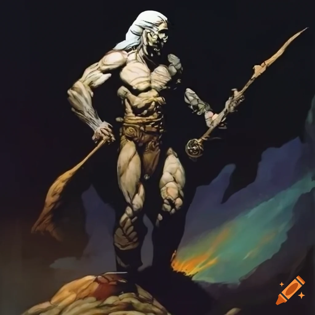 Artstyle Frank Frazetta, The Elder Scrolls, Dark Elf, Dunmer, Male on ...