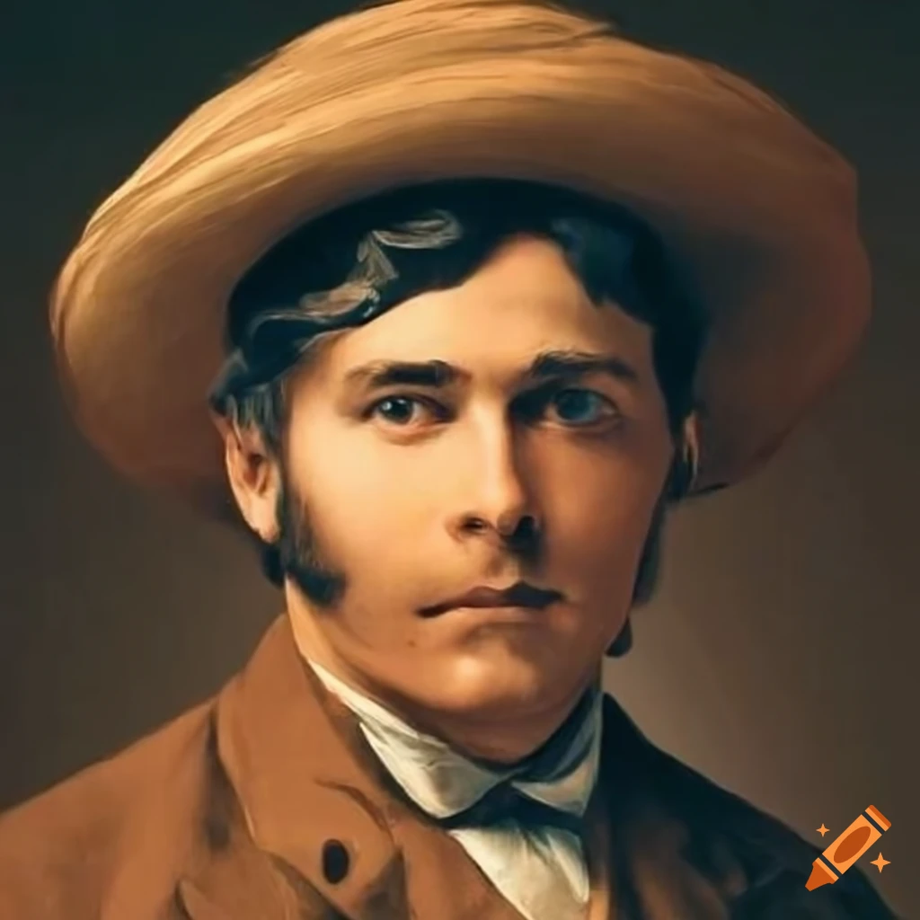 Portrait of a handsome rugged young working-class man from 1850 usa on ...