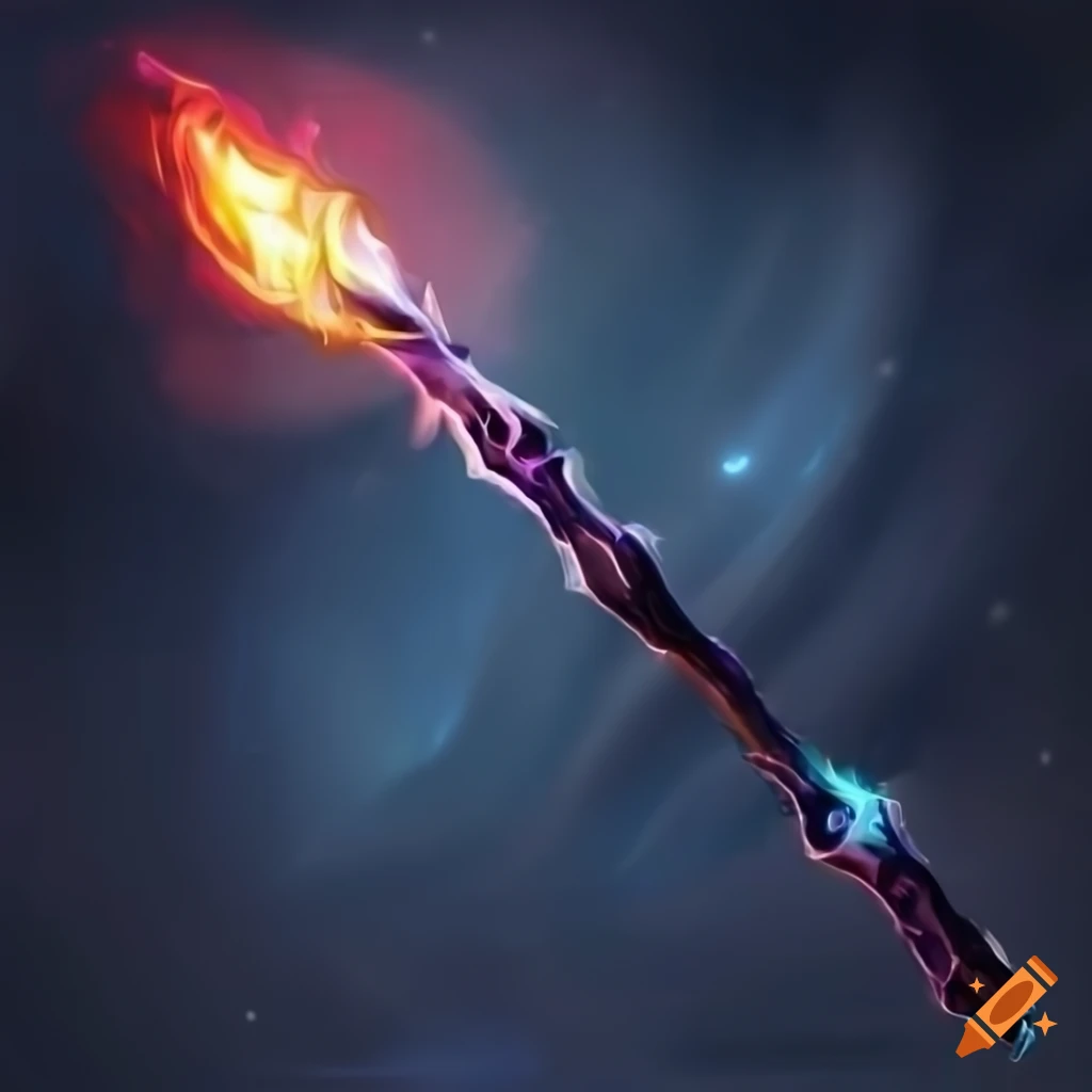 Void staff flame and ice dark fantasy on Craiyon