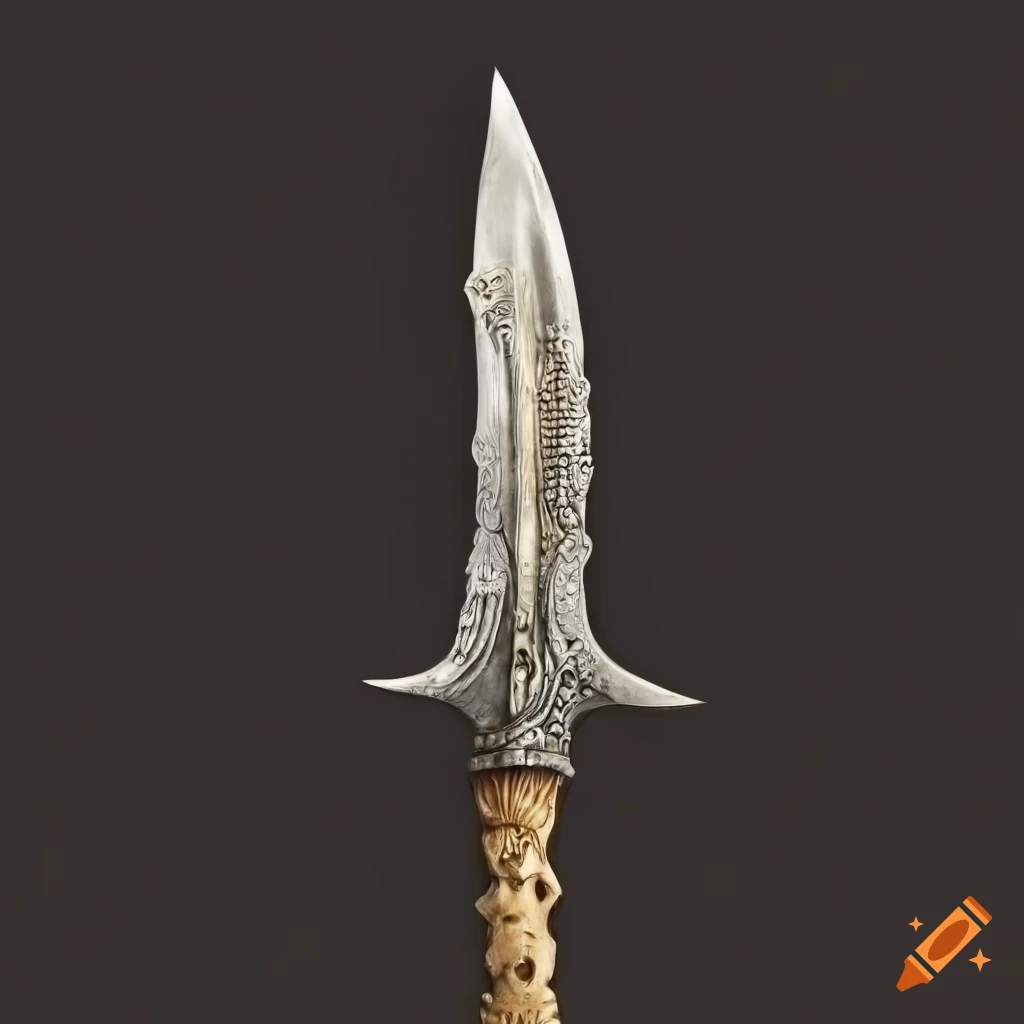 A Glaive with a head made of icy steel and a haft made of carved bone ...