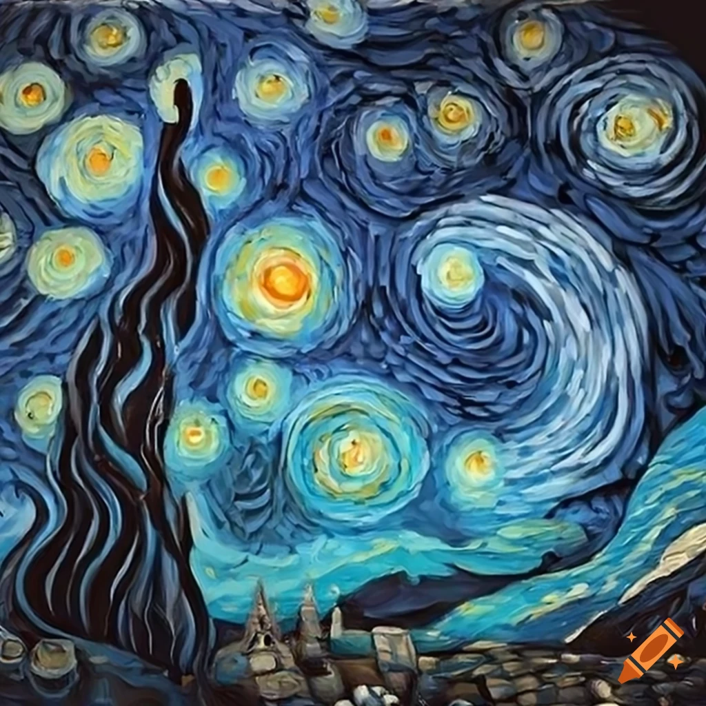 Hyper detailed painting of starry night with many orbs