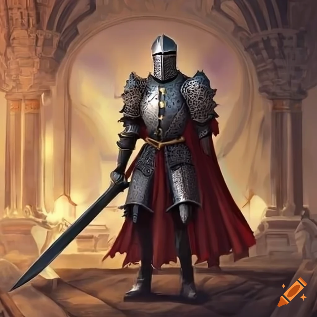 A noble knight wielding an intricately designed sword of power on Craiyon
