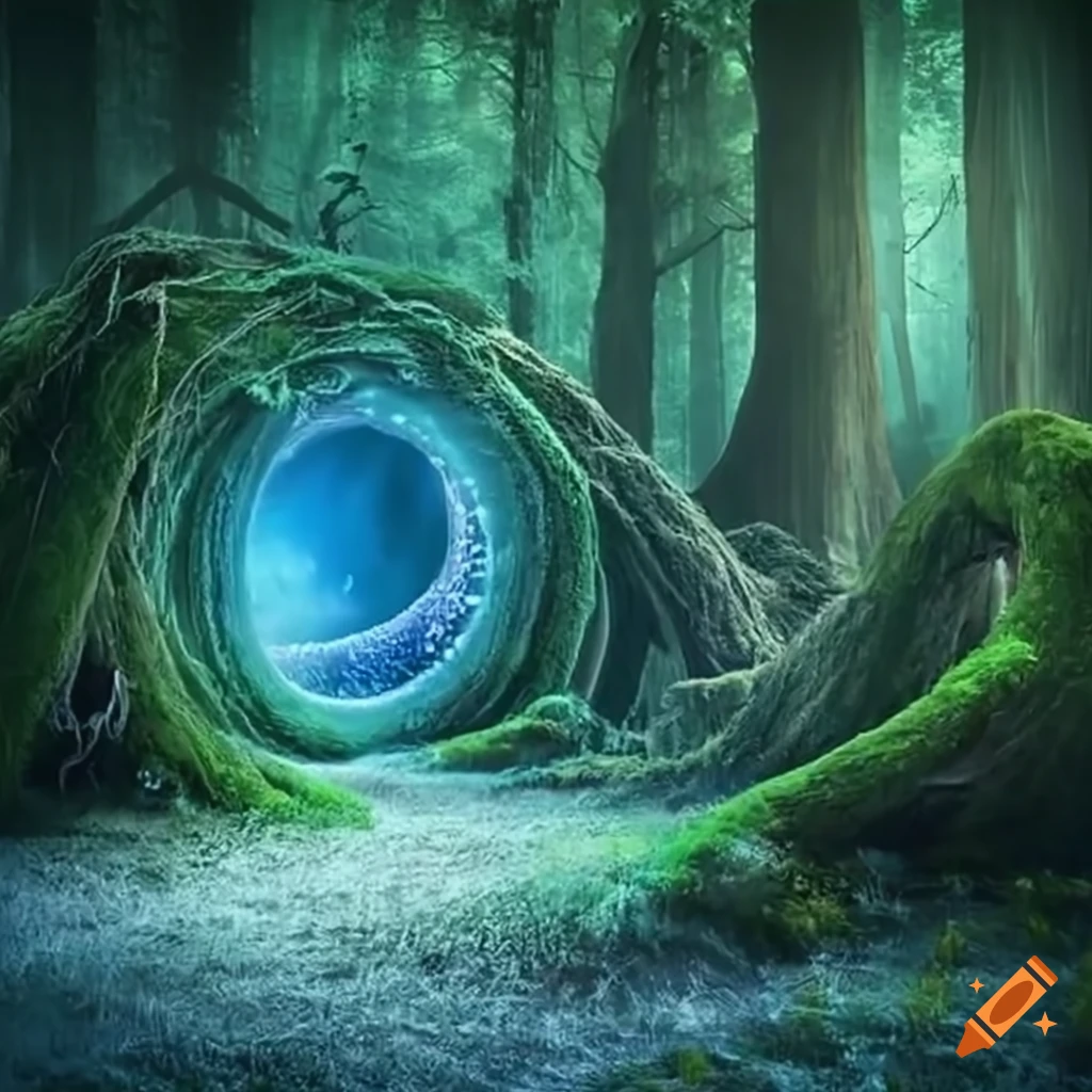 Enchanted forest with a portal to another dimension