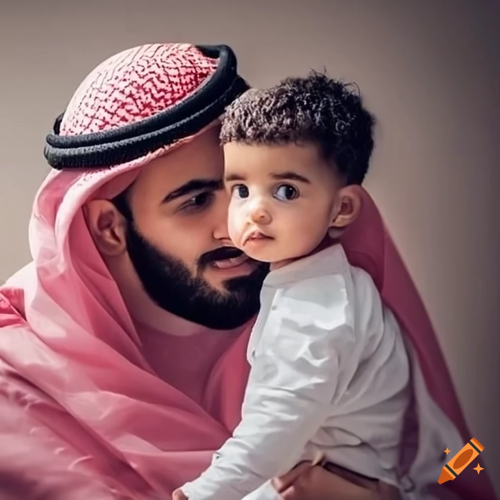 Dad and son wearing arab dress on Craiyon