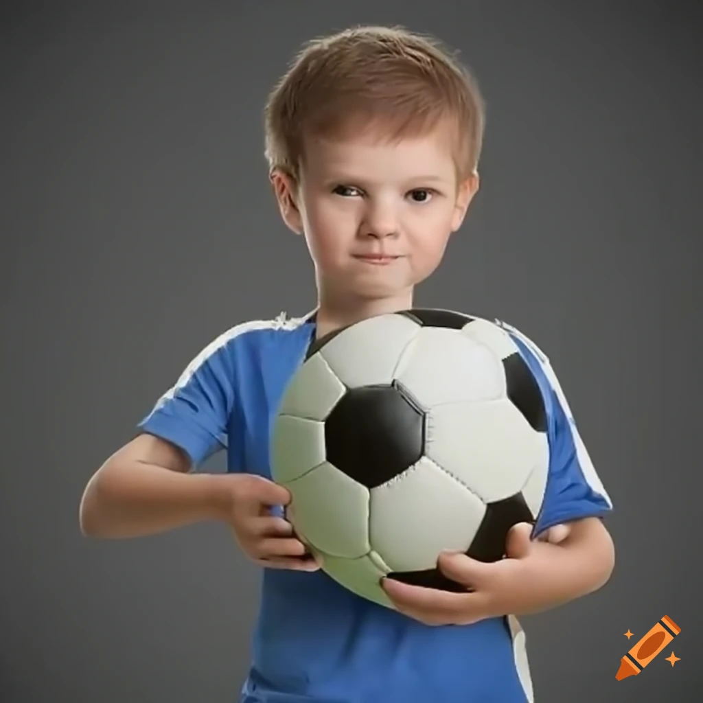 A kid holding a soccer ball