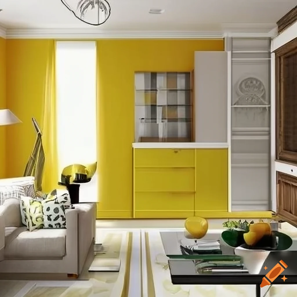 New interior design yellow on Craiyon