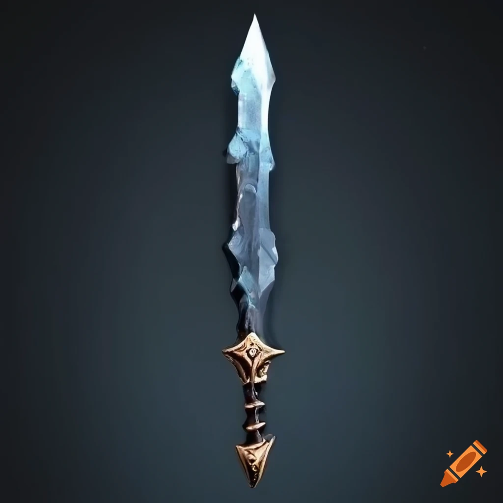 Black obsidian crystal sword, realistic