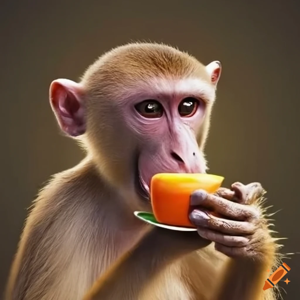 Monkey drinking soup on Craiyon