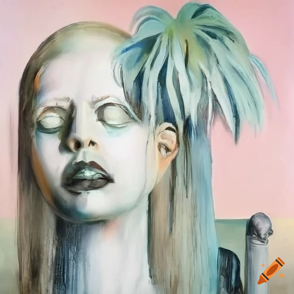 Palm trees behind a woman with white hair by marlene dumas and salvador ...