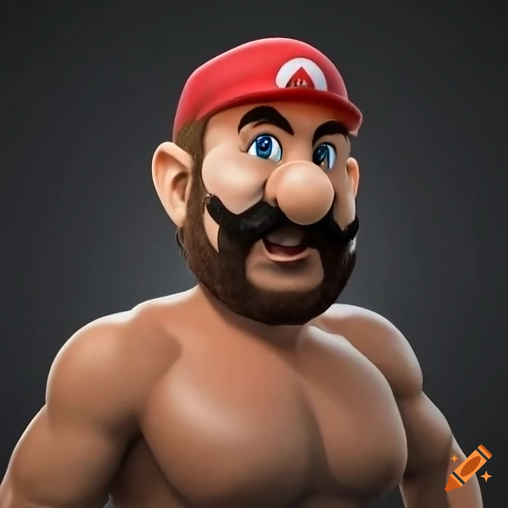 Bearded iraqi super mario wrestler cartoon on Craiyon