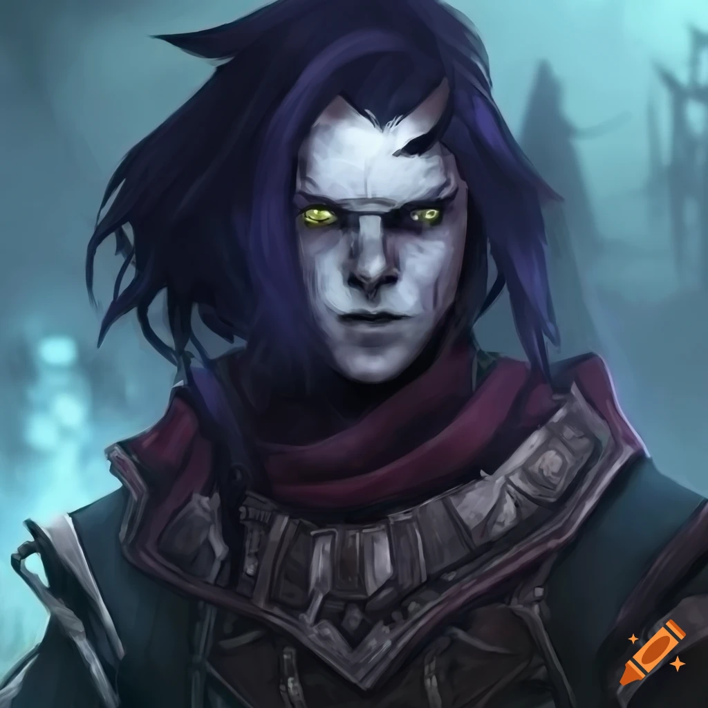 Fallen celestial rogue, bounty hunter male shrouded in darkness on Craiyon